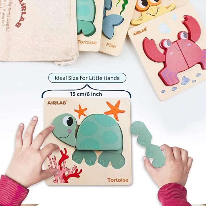Puzzle 3D - ZGEER - Animaux Marins - 4 Puzzles en Bois - 20 Pièces - 18 ...