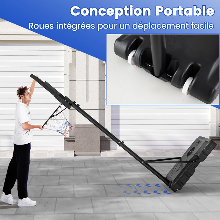 GOPLUS Panier de Basket Portable avec Hauteur Réglable 125-305 cm ...