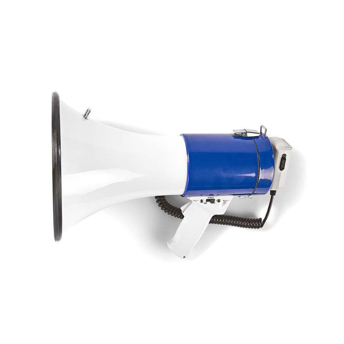 NEDIS Mégaphone 25 W Portée de 1500 m Microphone Amovible Blanc/Bleu ...