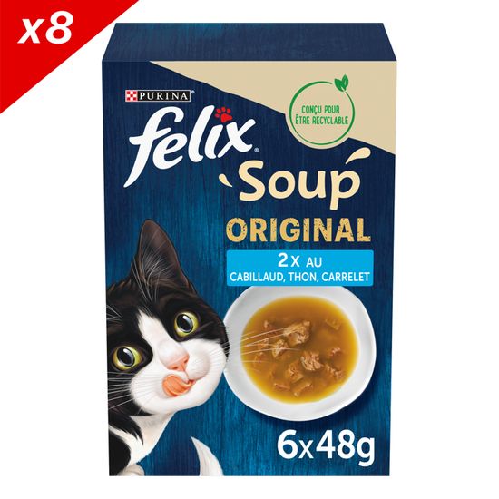 Felix Soup Sélection de Poissons 48x48g - Soupes en sachets pour chat ...