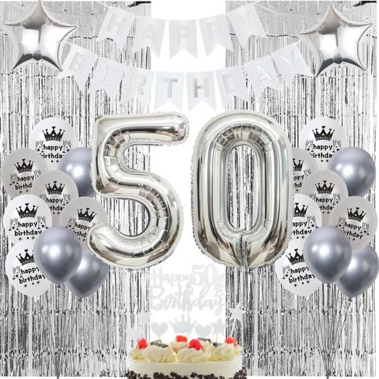 Ballons Anniversaire 50 Argent, Ballon 50 Ans Anniversaire Homme Femme ...