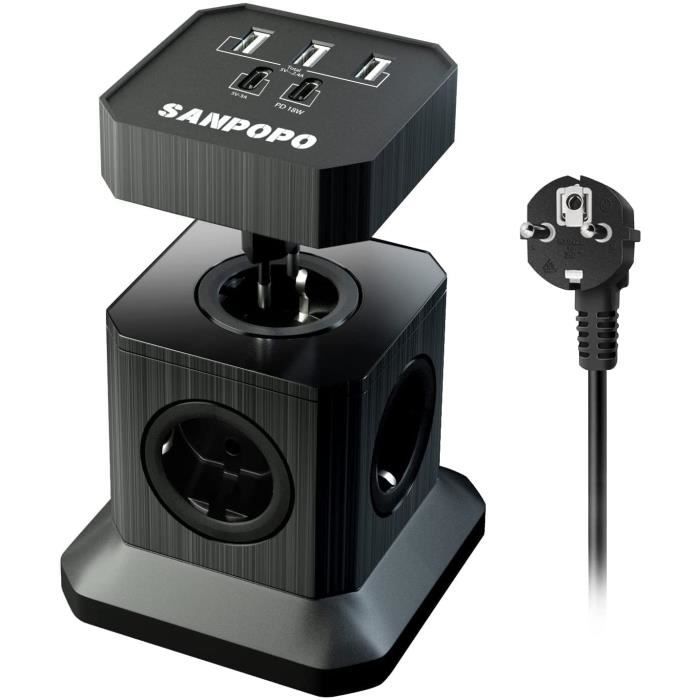 Tour multiprise verticale détachable à 5 prises (2500w 10a) avec 3 ...