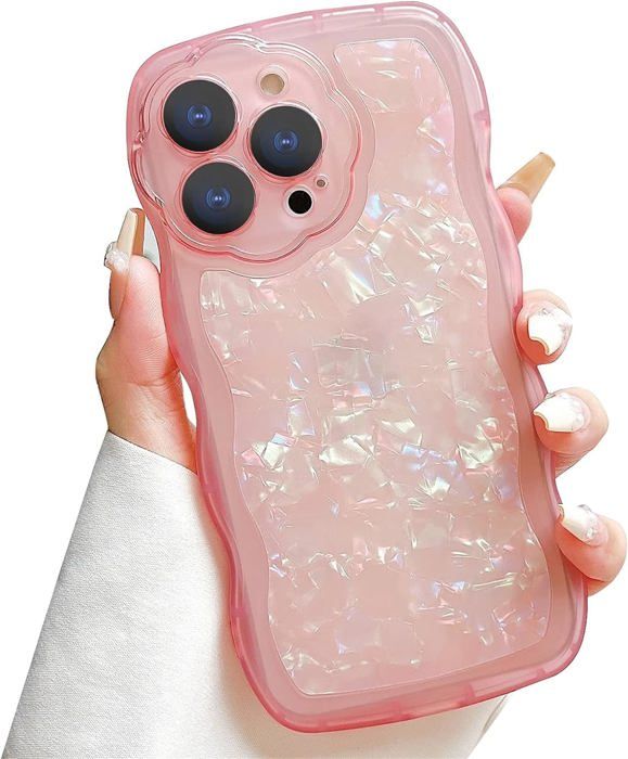 Coque pailletée Sparkling Curly Wave Frame pour iPhone 12 Pro, antichoc ...