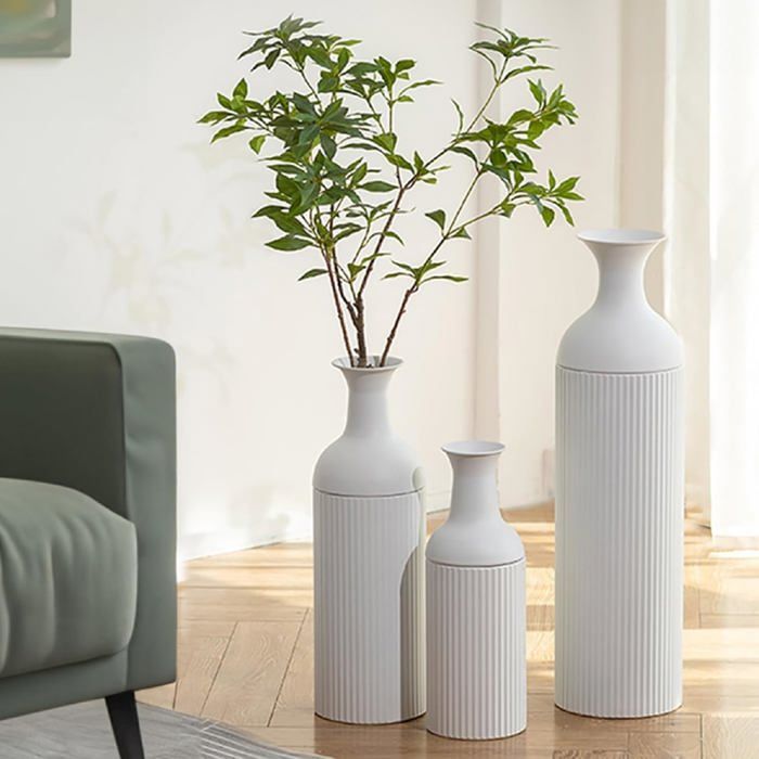 Sziqiqi Grand Vases a Poser au Sol Blanc: Metal Vase de Sol pour Salon ...