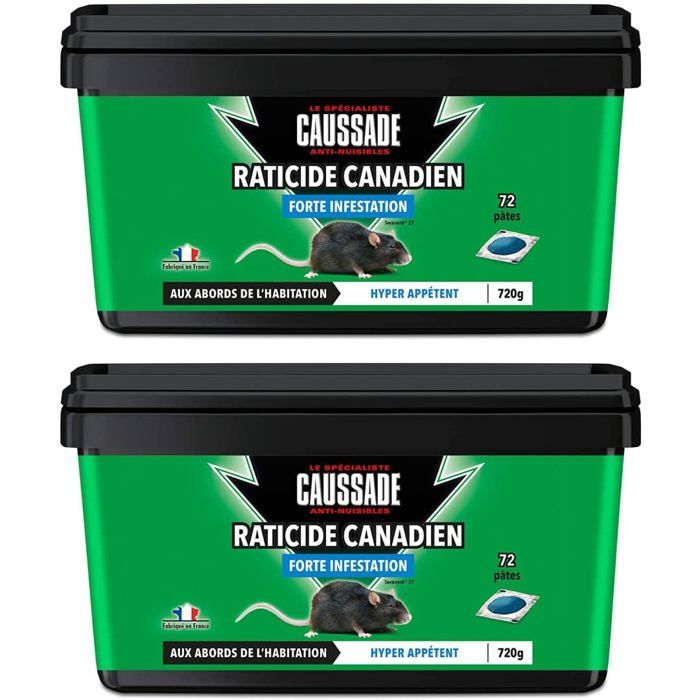 Pack de 2 seaux de Raticide Canadien Pat'Appât Forte infestatiooite de ...