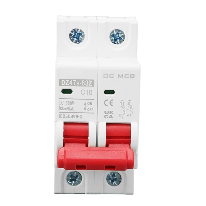 Disjoncteur Dc 500V 10A 2P Dc Disjoncteur Miniature Montage Sur Rail Din Pour Fournitures De ...