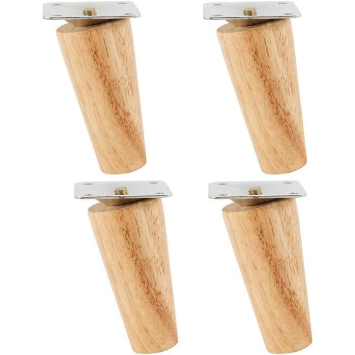 Pieds De Chaise En Bois, Pied De Meuble Bois Rond, Pack De 4 Pieds De ...