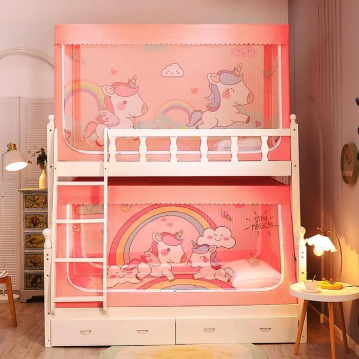 Lit D'Enfant Moustiquaire Lit Superposé Haut Et Bas 1,5 M Lit D'Enfant ...