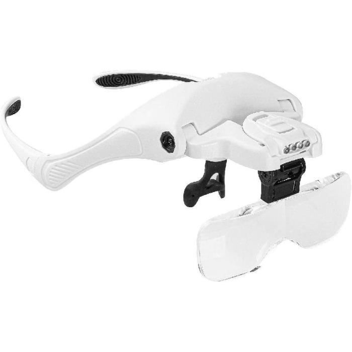 Loupe De Tête À Led Loupe Serre-Tête Mains Libres Avec 4 Led Loupe De Bijoutier Professionnel 1X ...