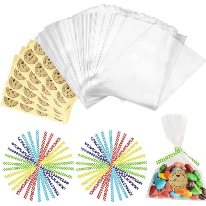 150 Pièces Petit Sachet Bonbon Transparent Avec 150 Liens Torsadés Et ...