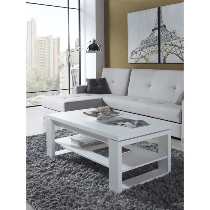 Table basse relevable blanc contemporaine JEREMIA L 110 x P 60 x H 57 ...