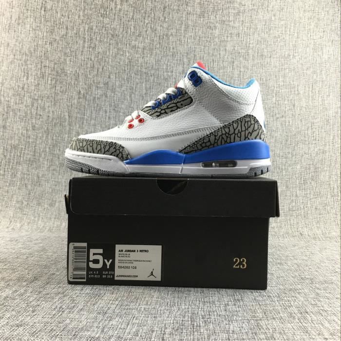 Basket Nike Air Jordan 3 Low Gang Chaussures 854262-106 - Blanc Bleu ...