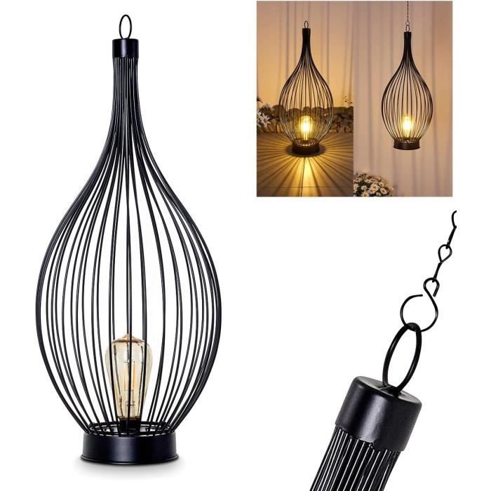 Lampe Solaire Led Pasadena En Métal Noir, Élégant Luminaire D'Extérieur ...