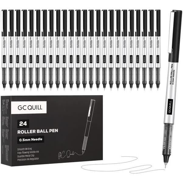 GC QUILL 24 Stylos Roller à Encre Liquide à Pointe Fine de 0,5 mm ...