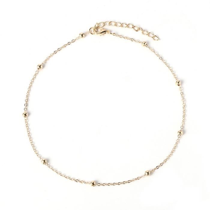 Simple à la mode été collier ras du cou pour les femmes perles chaîne ...