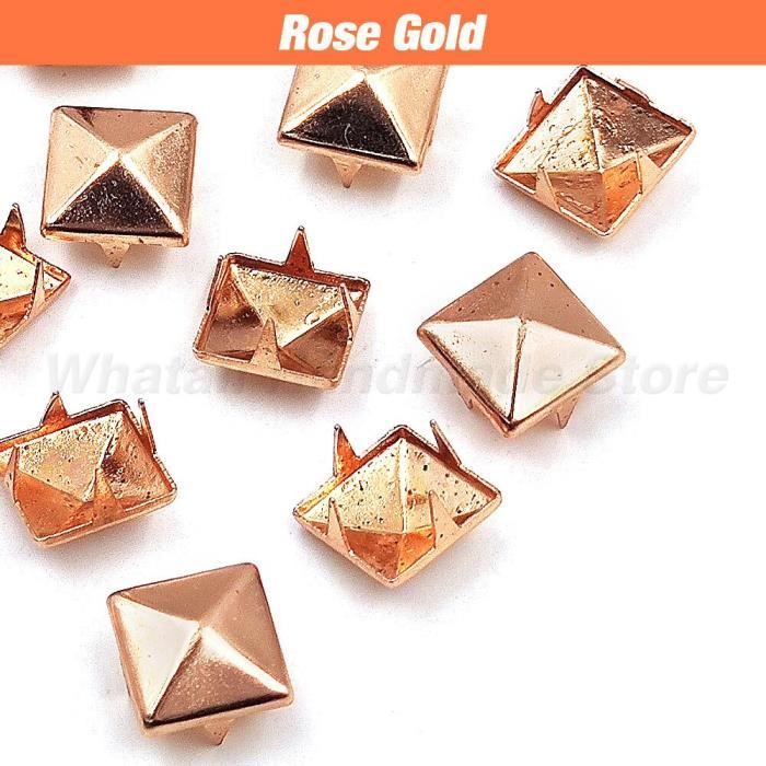 RIVET,Square Rosegold-12mm--Rivets carrés à pointes métalliques, 100 ...