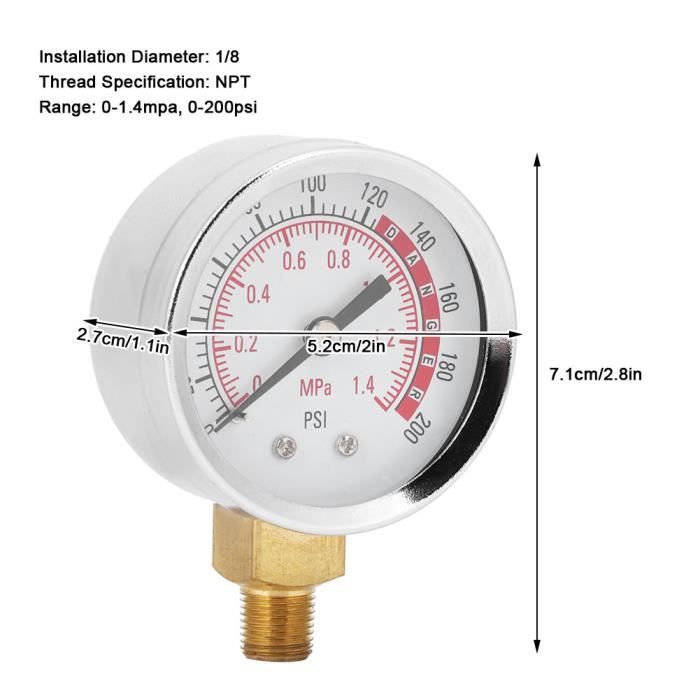 Manomètre de pression d'air Manomètre Radial Professionnel Y50 avec ...
