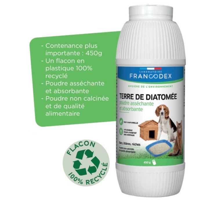 Terre de Diatomée 450 g, asséchante, absorbante pour bac à litière ...