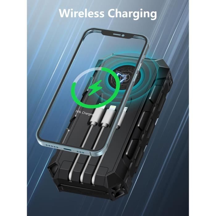 Batterie Externe 26800Mah Power Bank 7 Sorties-2 Entrées Chargeur Solaire Externe De Grande ...