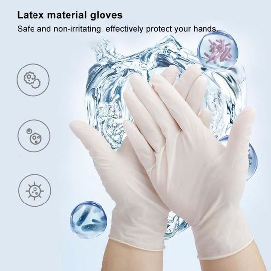 Gants de protection jetables - JIA - Latex - Taille L - 100 pièces ...