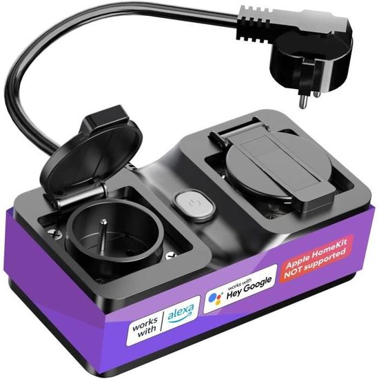 Prise Connectée Extérieure (Type F), Prise Intelligente WiFi Compatible ...