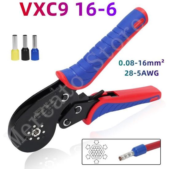 VXC9 16-6 (1) - 16 Mm² 28-5awg, Mini Pince À Sertir De Bornes De Grande ...