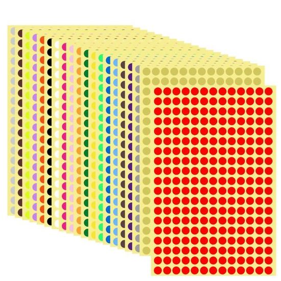 Lot de 5200 Gommettes Autocollantes multicolor - Rond Taille ...