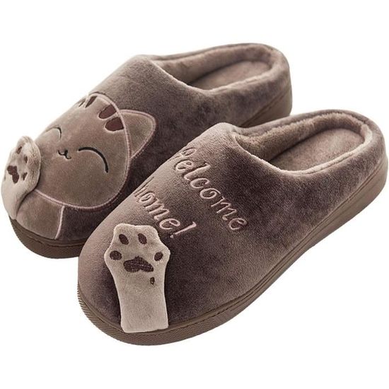 CHAUSSON - PANTOUFLE - BABOUCHE Chaussons Maison Femme Mignon Dessin ...