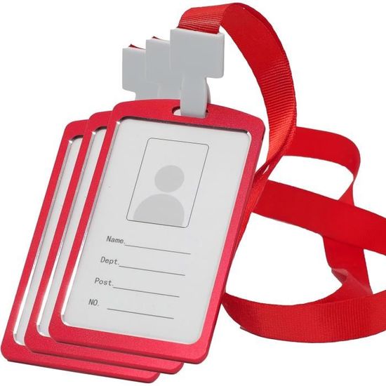 Lot De 3 Porte-Badges En Aluminium Avec Cordon Tour De Cou Porte-Badge ...