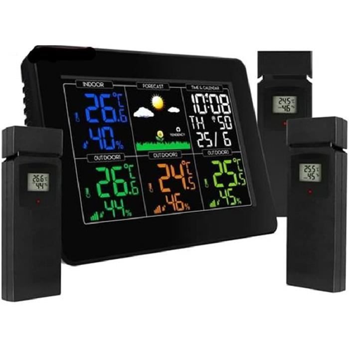 Station Météo Sans Fil Avec 3 Capteurs Extérieurs Hygromètre De Température Intérieure Et ...