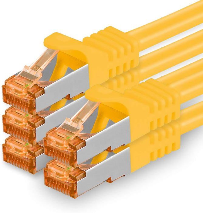 0,5M - Câble Réseau Cat.7 5 Pièces Jaunes Câble Lan Ethernet Gigabit ...