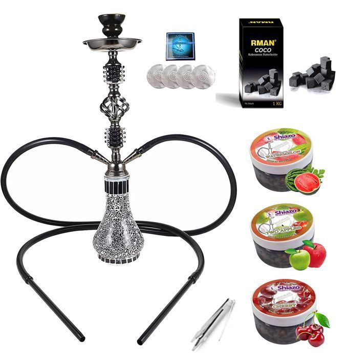 Rman® Chicha Kit Complet avec 2 Sortie Hookah Tuyau 55Cm Narguilé 3 ...