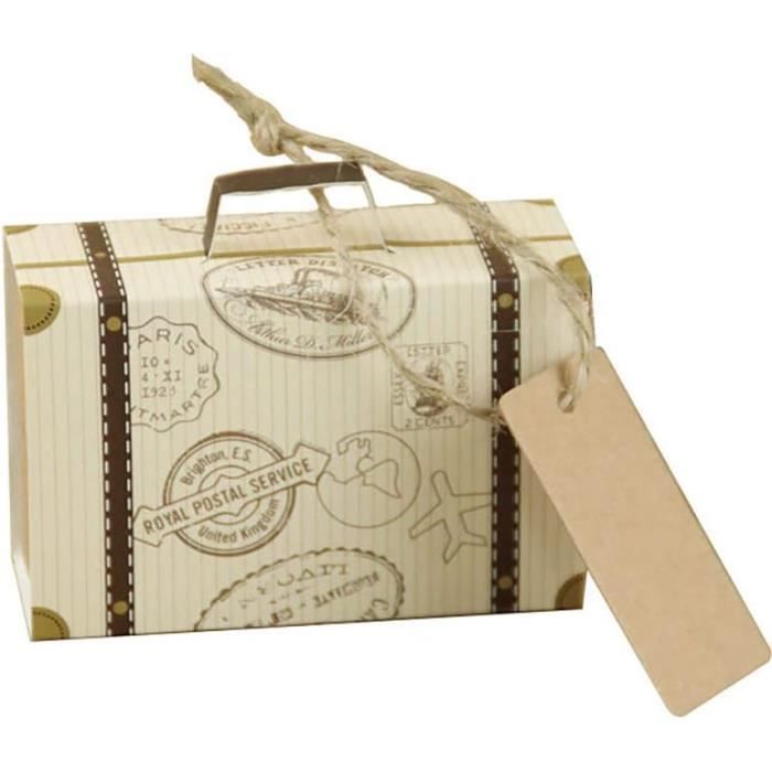 20X Papier Kraft Mini Valise Forme Boîte De Cadeau Papier D'Emballage ...