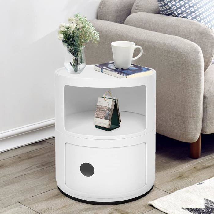 Componibili Table de chevet ronde en plastique avec 2 couches ...