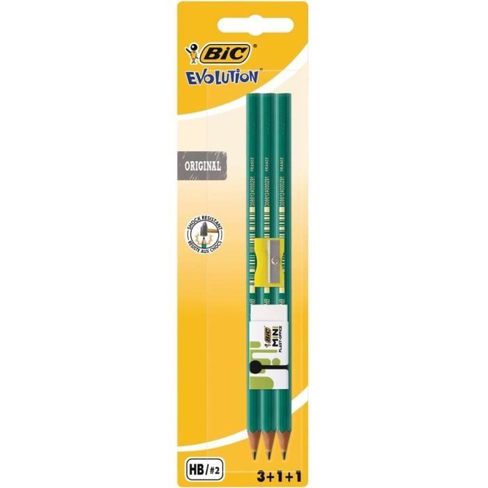 BIC Evolution Set Gomme Fluo, HB, Vert, Hexagonal, France, 57%, Ampoule - Cdiscount Beaux-Arts ...