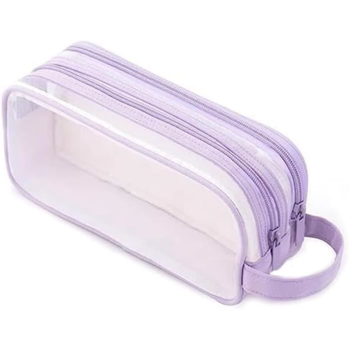 1 Trousse À Crayons En Avec 2 Compartiments - Transparente - Pour ...
