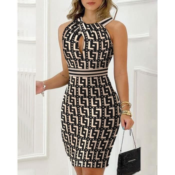 Robe,Robe de soirée noire sans manches avec strass pour femmes, tenue ...