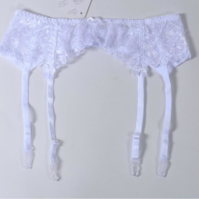Ensemble,Jarretières de mariage en dentelle blanche pour femmes,porte ...