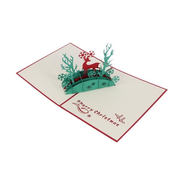 1pc 3d carte de noël stéréoscopique wapiti cartes de vœux de BUREAU ...