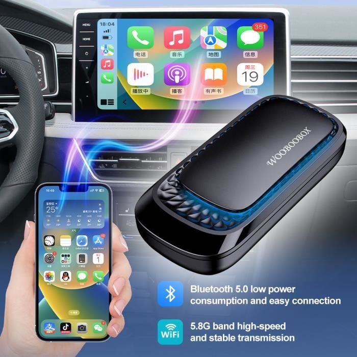 Adaptateur CarPlay sans fil - MIOLOE - Z1-RVB - Type-C - Bluetooth 5.0 - Compatible CarPlay ...