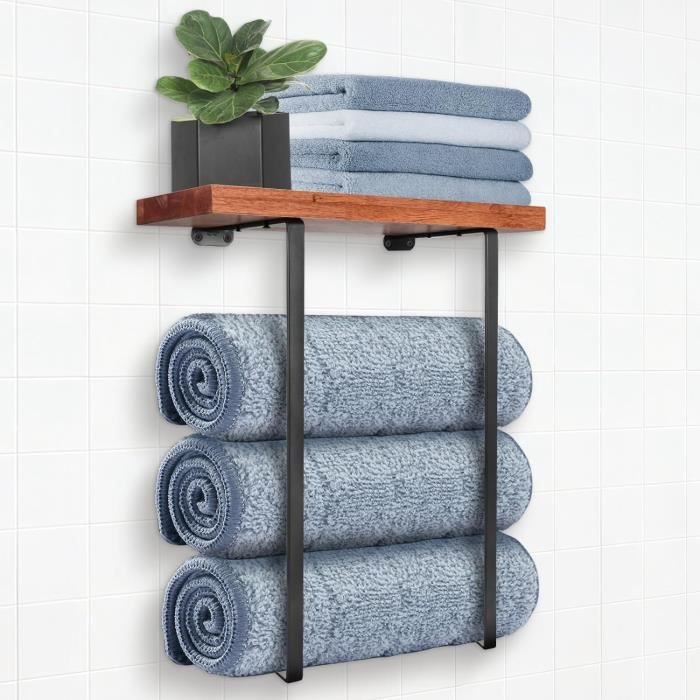 Rangement Serviette Salle de Bain, Porte Serviette Murale, Accessoires de Salle de[S433 ...