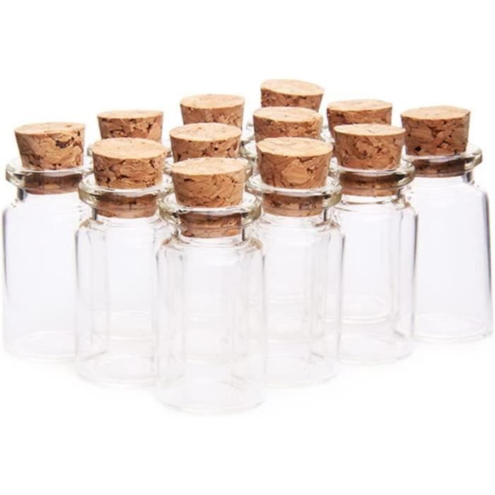 Danmu Art Lot de 20 mini bouteilles en verre avec bouchons en liège 7 ...