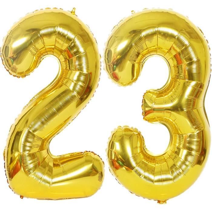 Ballons Anniversaire 23 Ans Doré, 40 Pouces Feuille Ballon Chiffre 23 ...