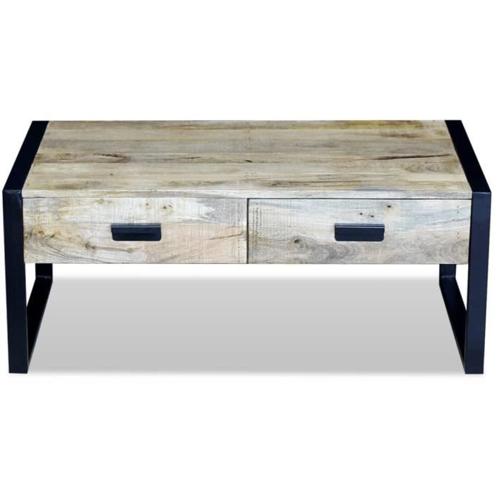 RHO - Table basse avec 2 tiroirs - tables d'appoint - Bois de manguier ...