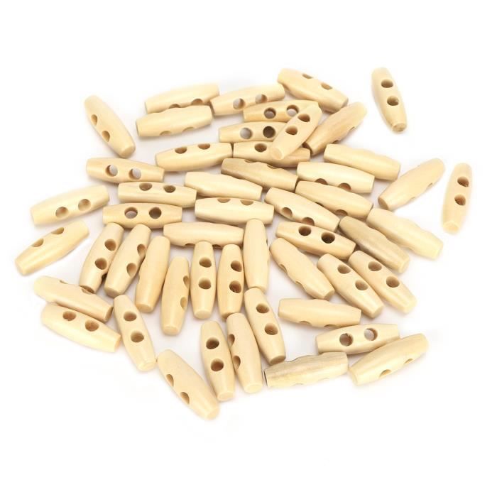 Zerone Bouton en bois 50pcs Boutons Boutons en bois de couleur crème en ...