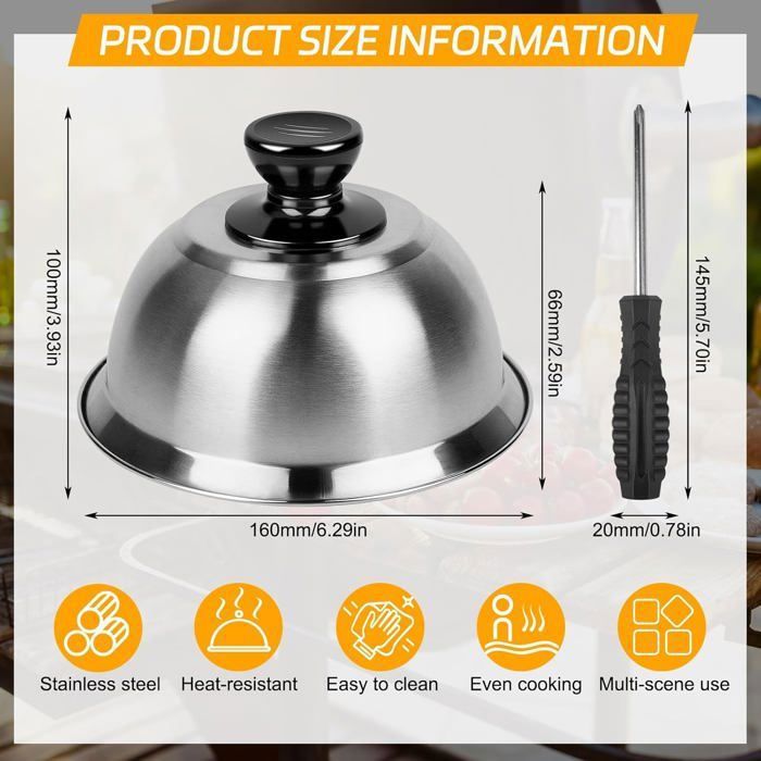 4X Cloche pour Hamburger INOX 16 * 9 cm, Cloche Chauffante pour Fondre ...