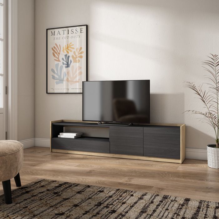Meuble TV, Banc Télé, Grand espace de Rangement, 207x50x37 cm, Pour les ...
