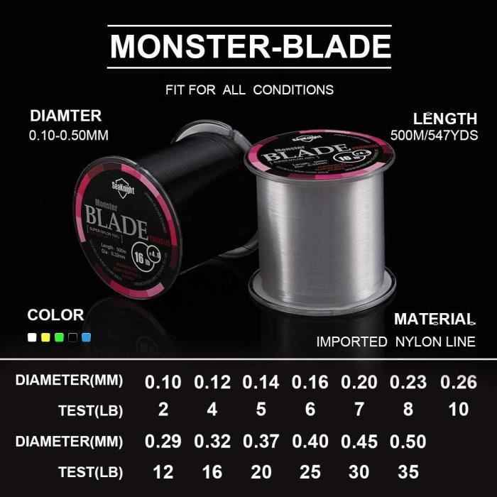 Blade Fil De Peche En Nylon Carpe 500M-1000M Japan Monofilament Ligne ...