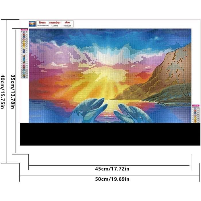 5D Diy Plein Diamond Painting Dolphin 40X50Cm Coucher De Soleil Diamond Painting Grand Diamant ...