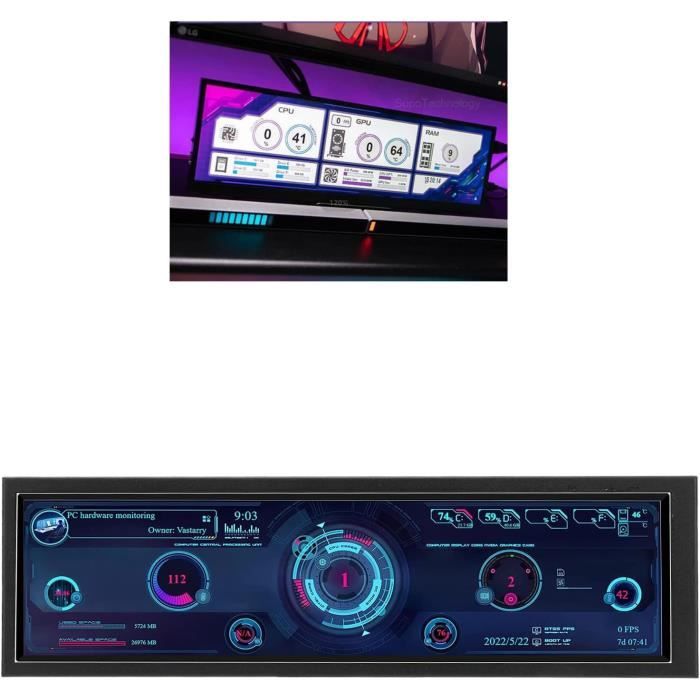 Mini Écran Usb Ips 8.8In, 1920X480 Aida64 Cpu Gpu Ssd Data Temperature ...